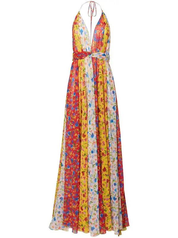 Carolina Herrera Floral-print Halterneck Gown - Red