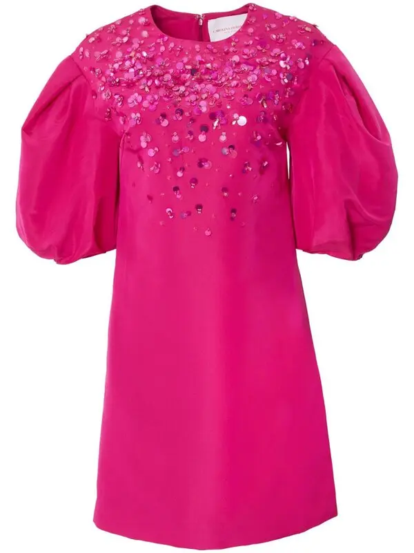 Carolina Herrera Sequin-embellished Puff-sleeve Shift Minidress