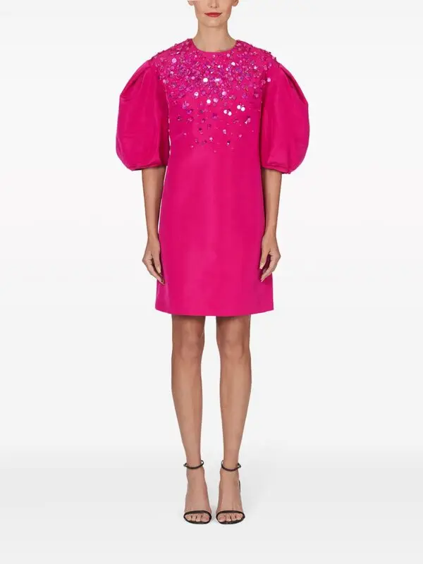 Carolina Herrera Sequin-embellished Puff-sleeve Shift Minidress