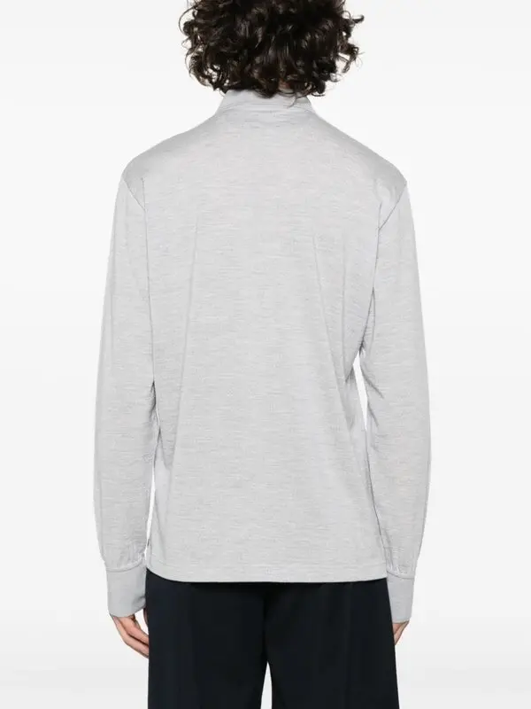 Eleventy Mélange Long-sleeve Polo Shirt - Grey