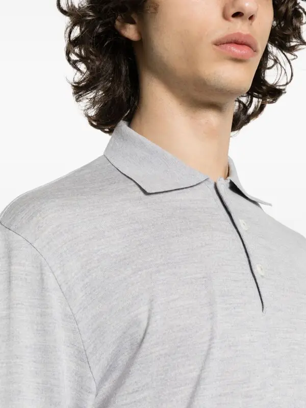 Eleventy Mélange Long-sleeve Polo Shirt - Grey