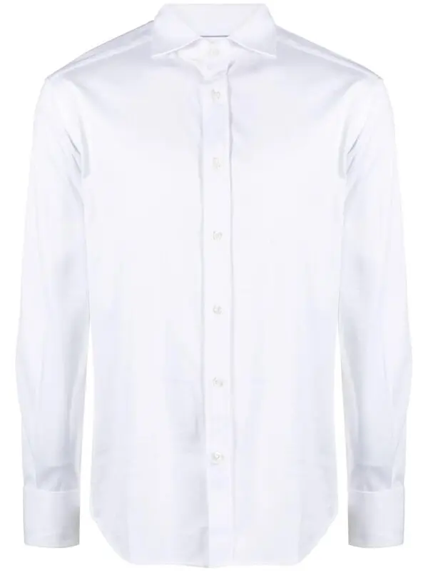 Brunello Cucinelli Spread-collar Cotton Shirt - White