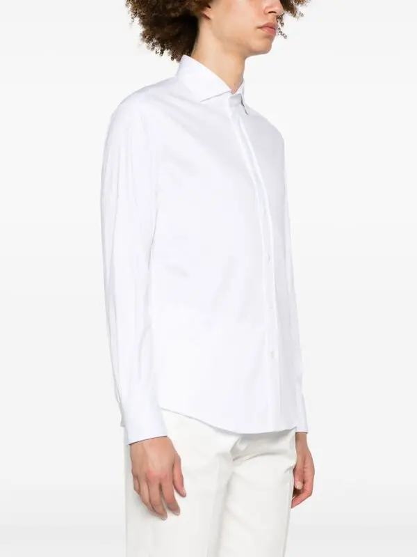 Brunello Cucinelli Spread-collar Cotton Shirt - White