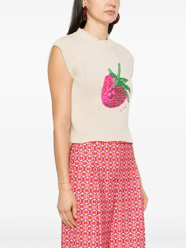 La DoubleJ Lampone Embroidered Knitted Vest