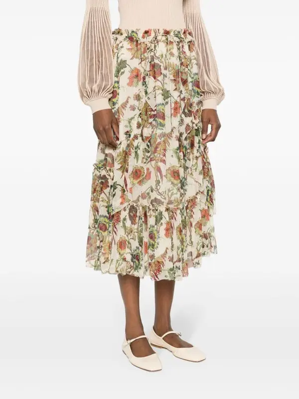 Ulla Johnson Freesia Tiered Silk Skirt