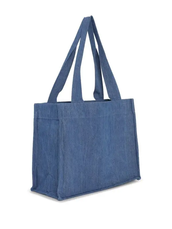 GANNI Logo-print Denim Shoulder Bag