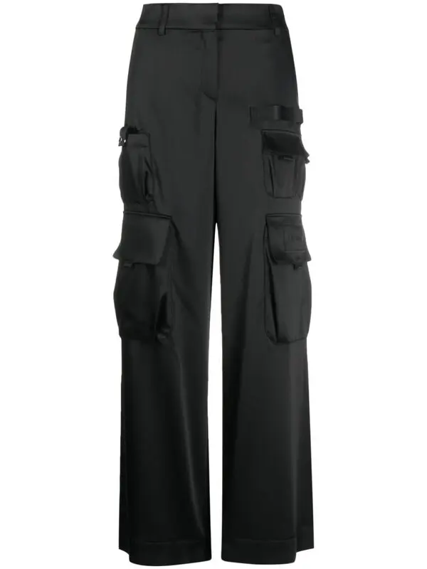 Off-White Satin Cargo Trousers - Black