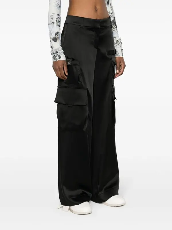 Off-White Satin Cargo Trousers - Black