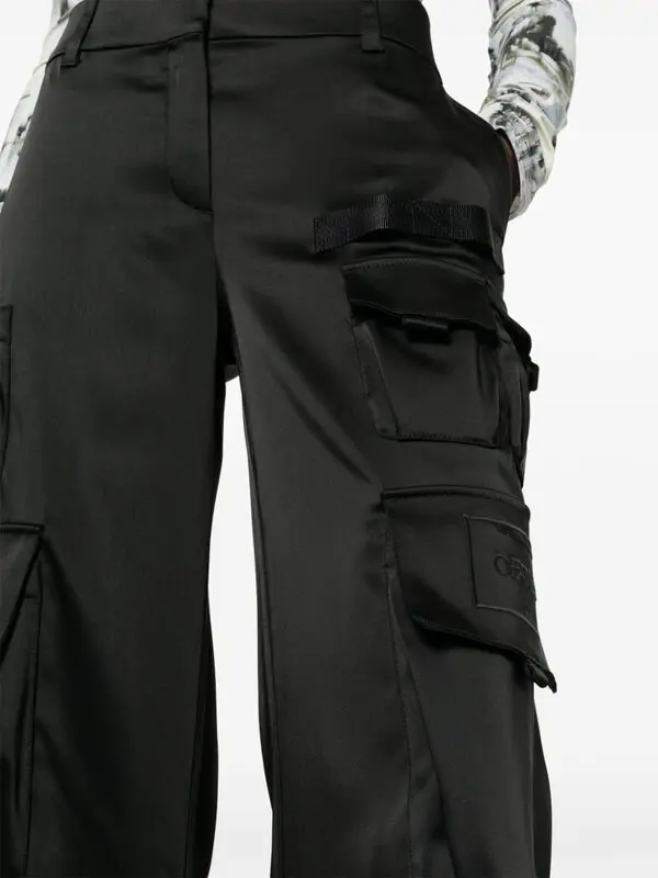 Off-White Satin Cargo Trousers - Black
