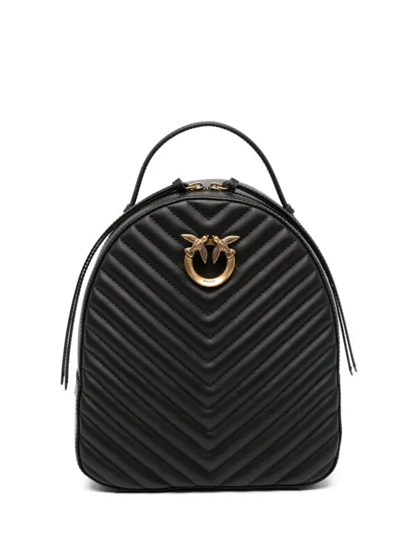 Pinko Love Chevron Leather Backpack - Black
