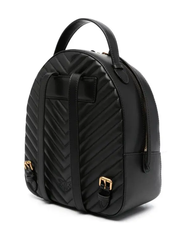 Pinko Love Chevron Leather Backpack - Black