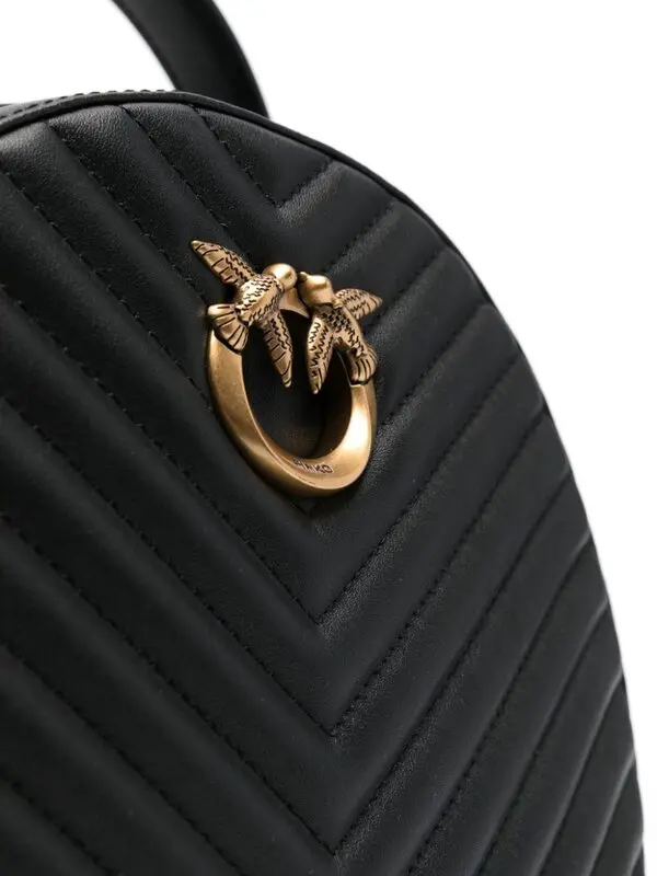 Pinko Love Chevron Leather Backpack - Black