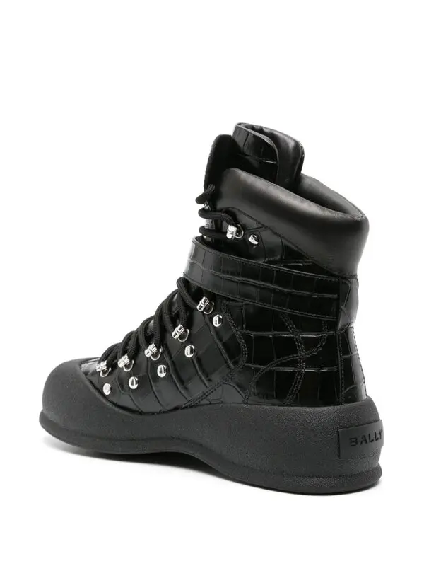 Bally Embossed Crocodile Lace-up Boots
