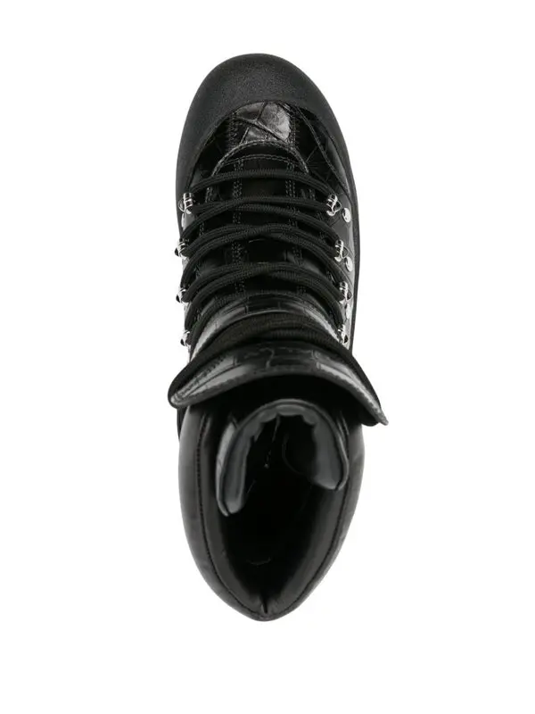 Bally Embossed Crocodile Lace-up Boots