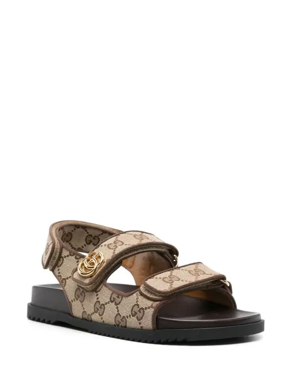 Gucci Gg Supreme Canvas Sandals - Brown | Editorialist