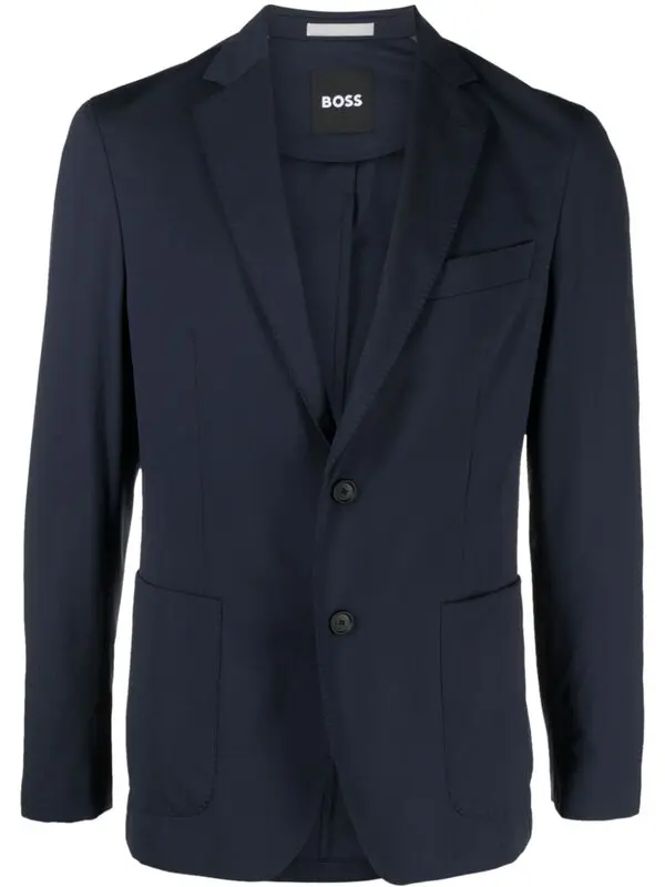 BOSS Notched-lapels Single-breasted Blazer - Blue