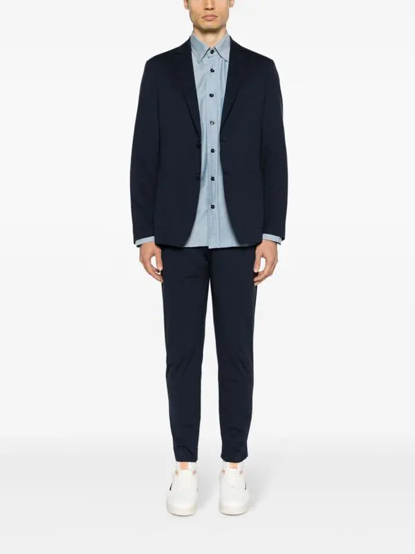 BOSS Notched-lapels Single-breasted Blazer - Blue