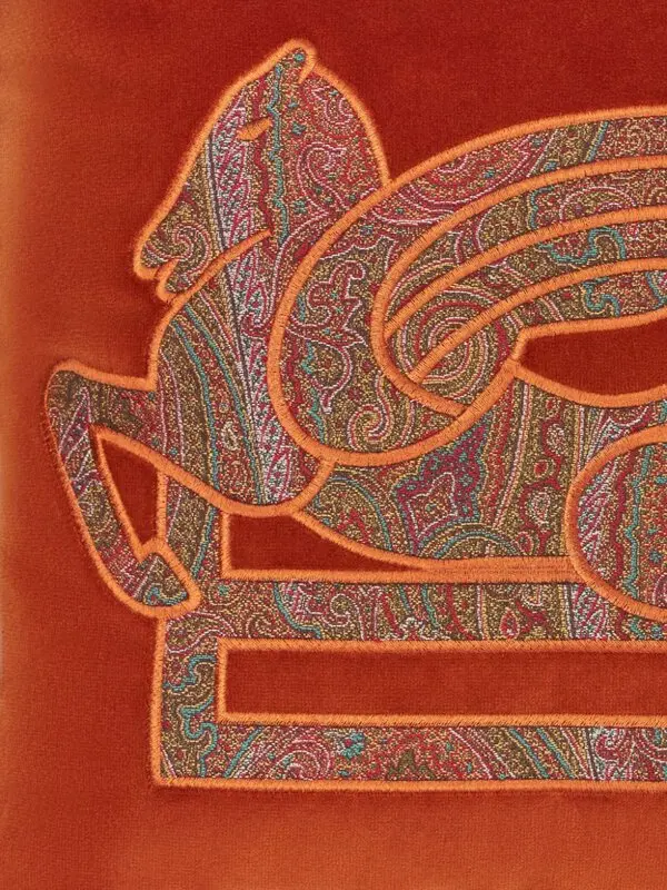 Etro Pegaso-embroidered Paisley-jacquard Cushion - Orange