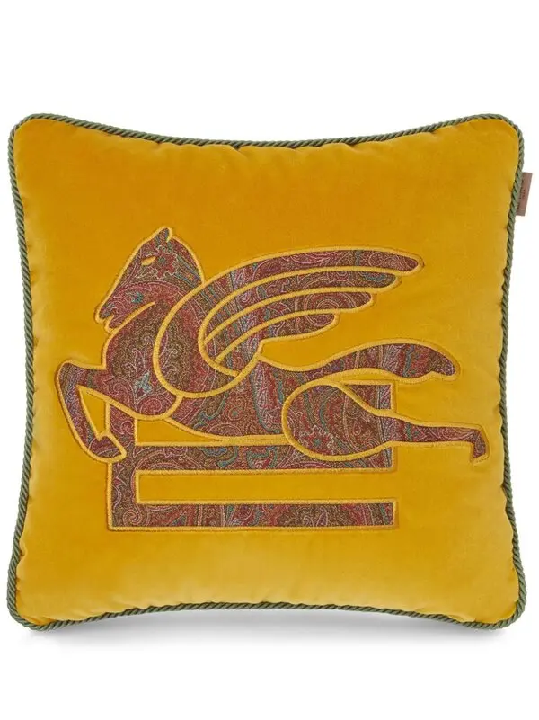 Etro Pegaso-embroidered Paisley-jacquard Cushion - Yellow