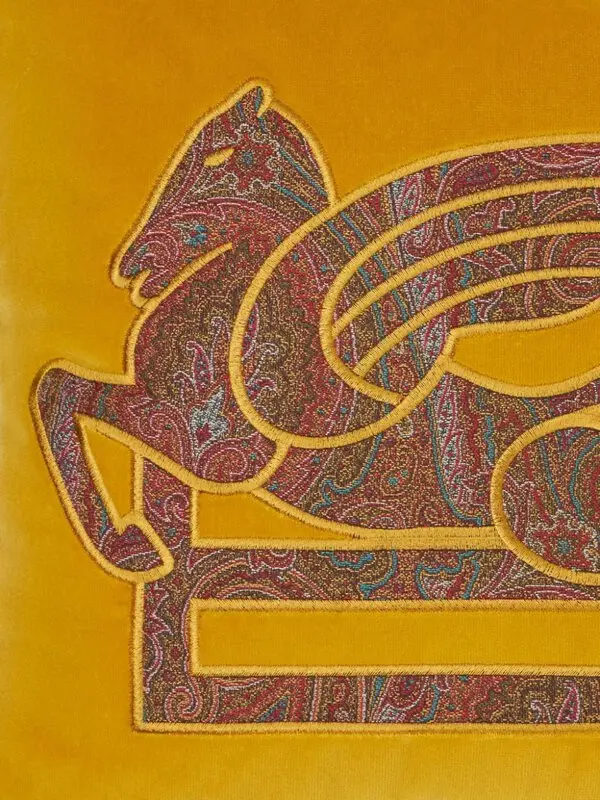 Etro Pegaso-embroidered Paisley-jacquard Cushion - Yellow