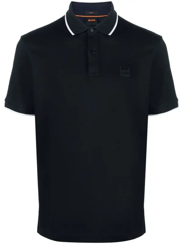 BOSS Logo-emed Piqué Polo Shirt - Blue
