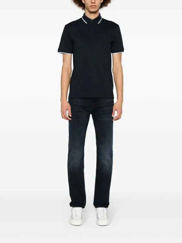 BOSS Logo-patch Slim-fit Polo Shirt In Stretch Cotton