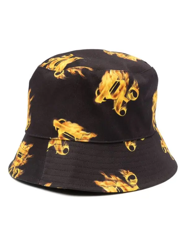 Palm Angels Burning Monogram Bucket Hat - Black