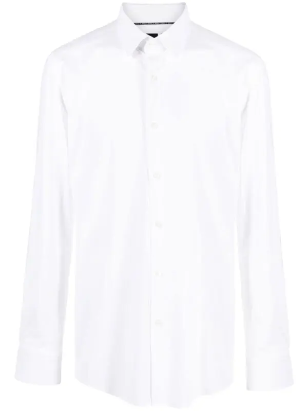BOSS Pointed-collar Long-sleeve Shirt - White