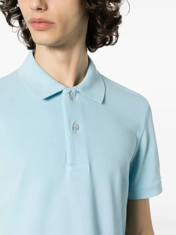 TOM FORD Cotton Piqué Polo Shirt - Blue