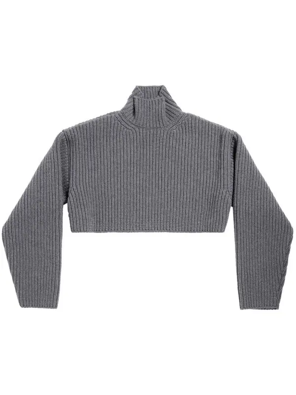 Balenciaga High-neck Virgin Wool Jumper - Grey