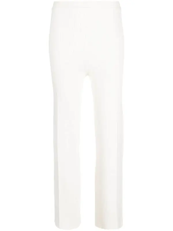 AERON Straight-leg Rib-knit Trousers - Neutrals