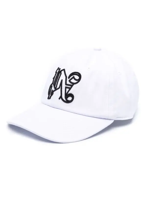 Palm Angels Monogram Embroidered Baseball Cap - White