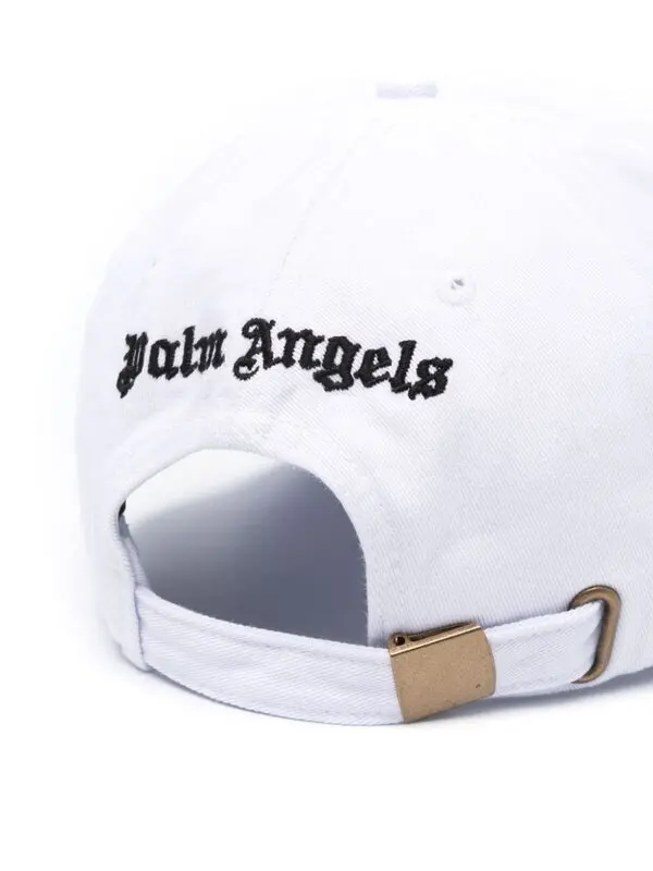 Palm Angels Monogram Embroidered Baseball Cap - White