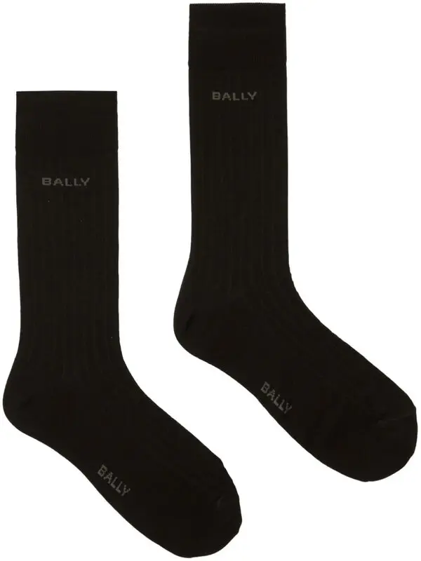 Bally Logo-intarsia Ankle Socks - Black