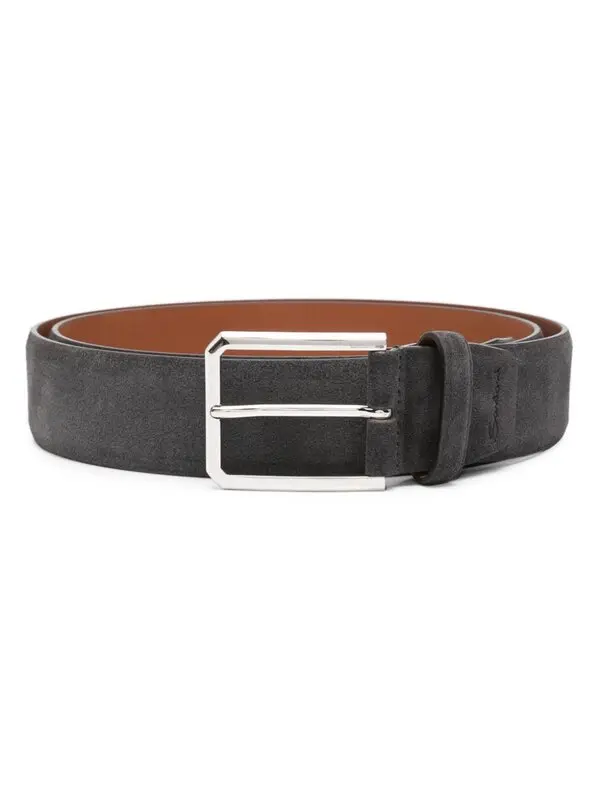 Santoni Logo-debossed Suede Belt - Blue