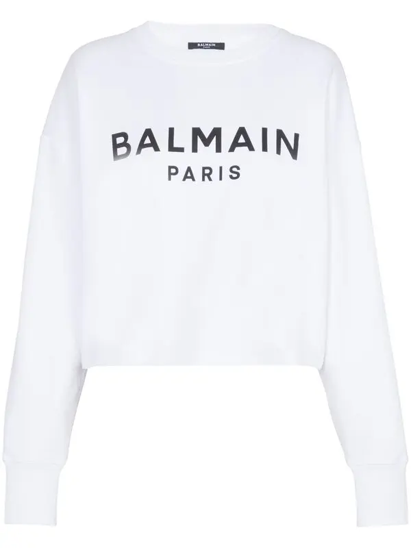 Balmain Logo-print Cropped Sweatshirt - White