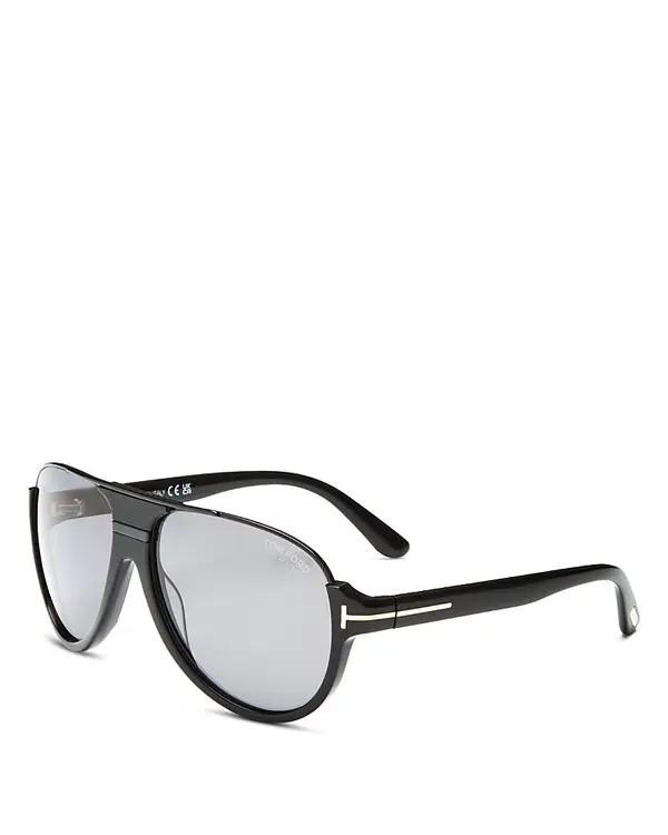 TOM FORD Polarized Pilot Sunglasses, 59mm - Black/light Gtay Polarized Solid
