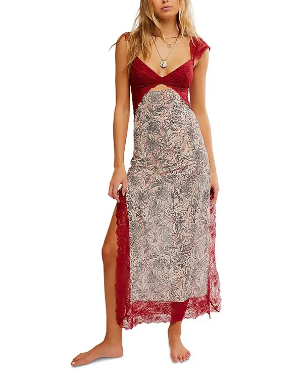 Free People Suddenly Fine Maxi Nightgown - Birch Combo