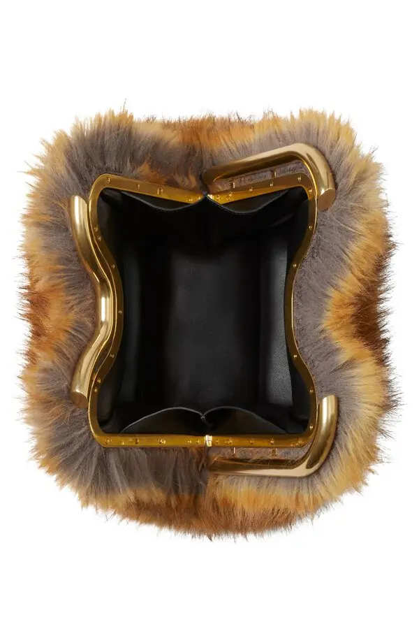 Burberry Medium B Frame Faux Shearling Clutch