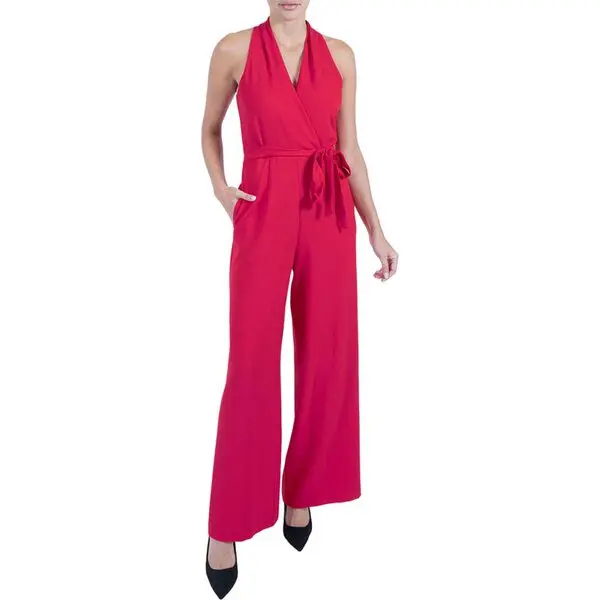 Julia Jordan Tie Waist Jumpsuit - Deep Pink
