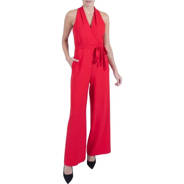 Julia Jordan Tie Waist Jumpsuit - Red