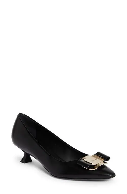 FERRAGAMO Zelma Bow Kitten Heel Pump