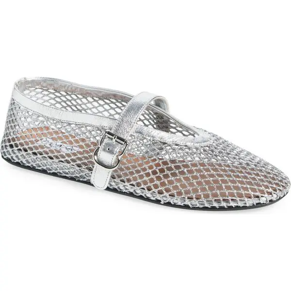 Alaïa Fishnet Ballerina Flat - Argent