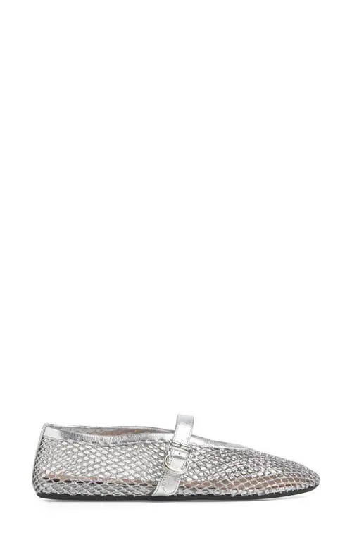 Alaïa Fishnet Ballerina Flat - Argent