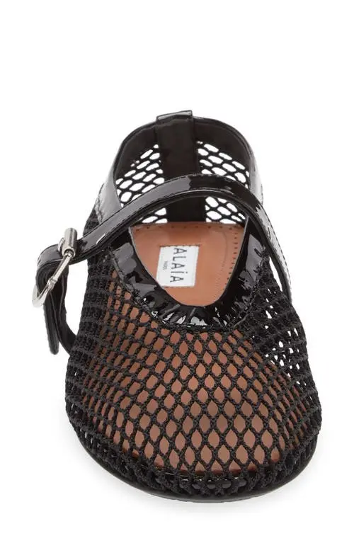 Alaïa Fishnet Ballerina Flat - Black