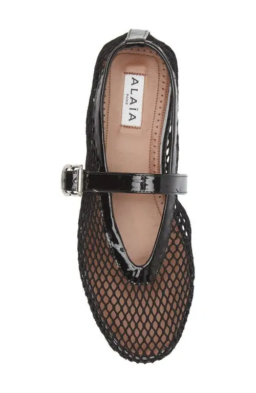 Alaïa Fishnet Ballerina Flat - Black