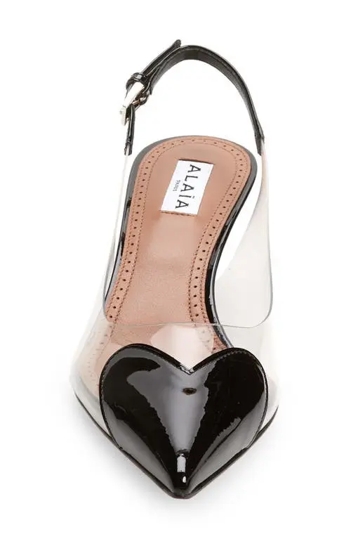 Alaïa Love Heart Kitten Heel Slingback Pumps - Noir