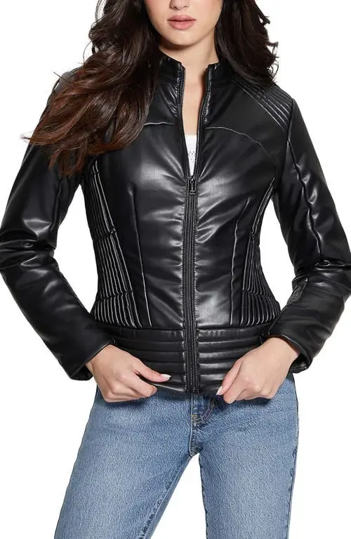 Guess Lea Corset Faux Leather Jacket
