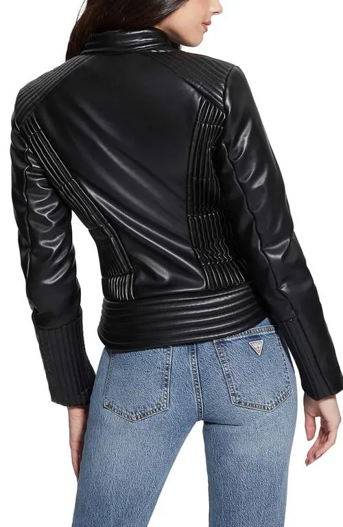 Guess Lea Corset Faux Leather Jacket