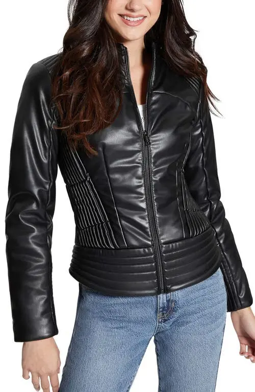 Guess Lea Corset Faux Leather Jacket